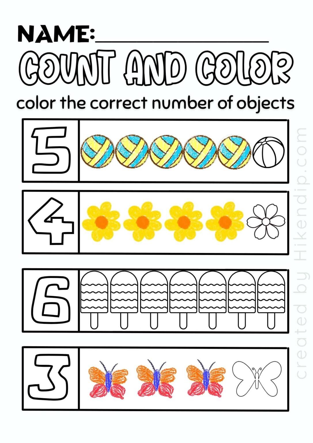 Count And Color Preschool Worksheets For Summer » Hike N Dip