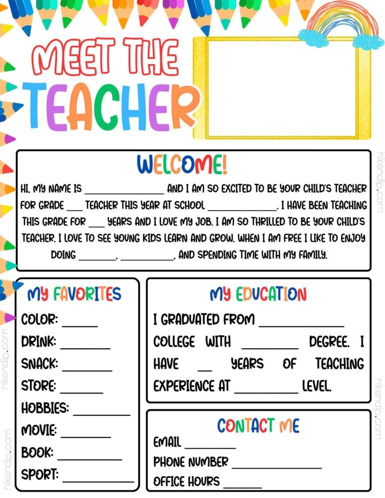 Free Editable Meet The Teacher Printable » Hike N Dip